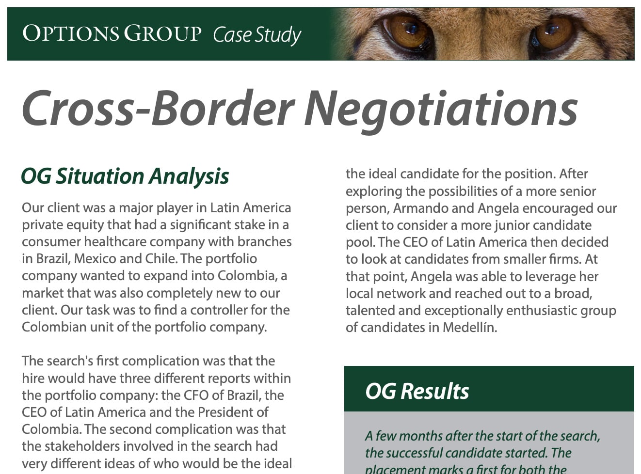 Cross-Border Negotiations - Options Group